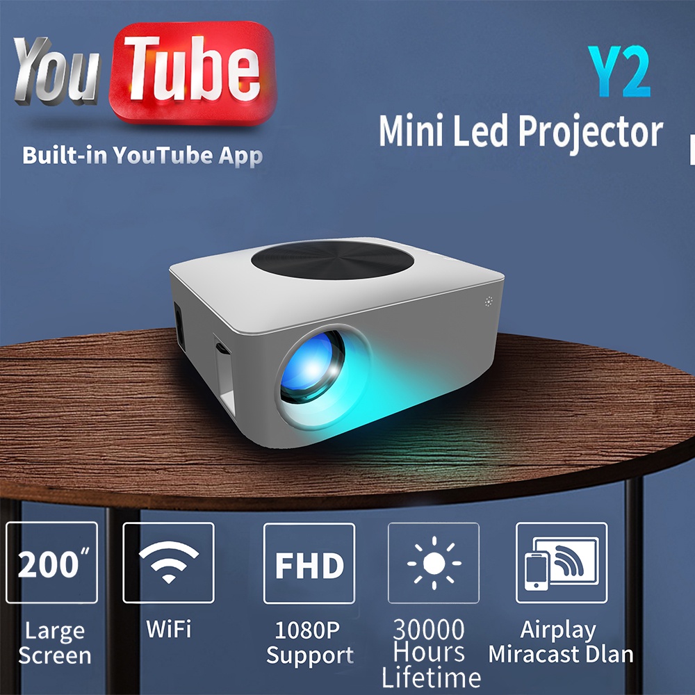 Y2 Mini Projetor LED Portátil Teatro Telefone Wi-Fi Lcd Full Hd Youtube ...