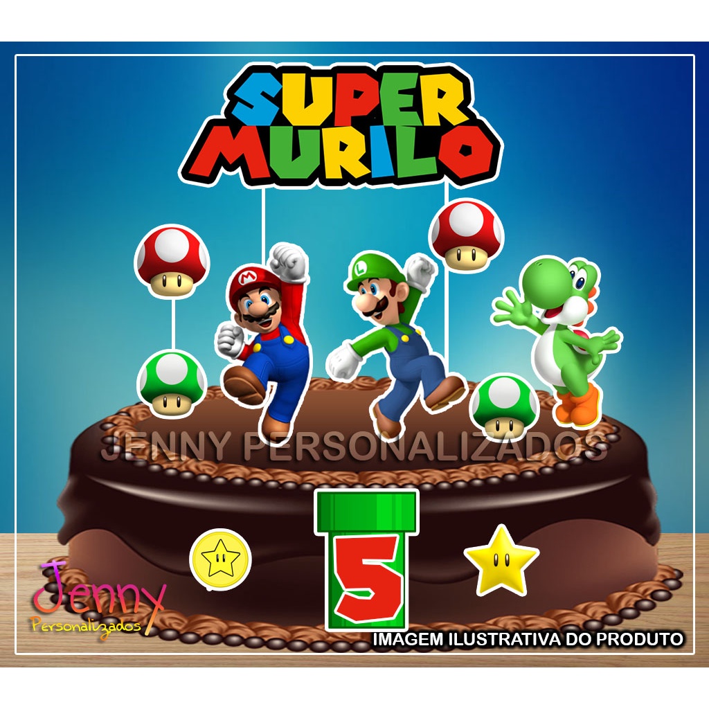 Topo Topper de Bolo Personalizado Super Mario | Shopee Brasil
