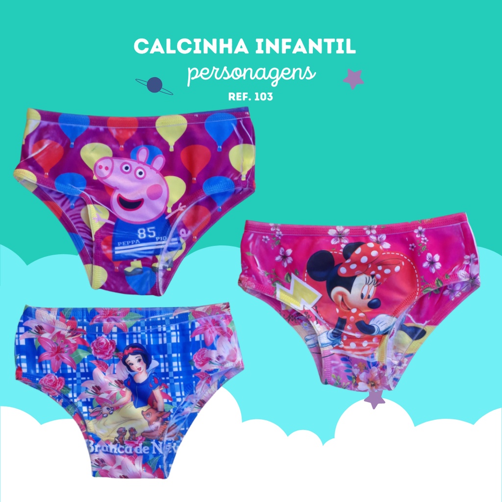 KIT 10 CALCINHAS INFANTIL PERSONAGENS | Shopee Brasil