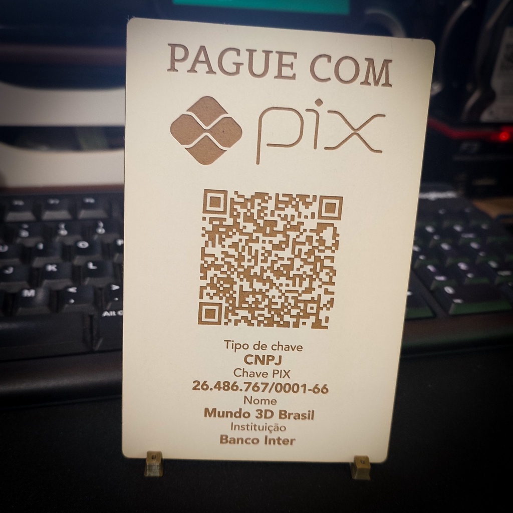 Display Mesa Balcão Pix Placa Qr Code em Madeira MDF Branco Gravado a ...