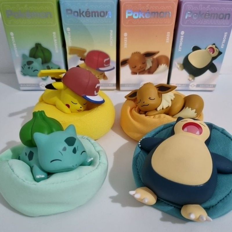 Boneco Pokémon Action Figure Dormindo - Bulbasaur / Eevee / Snorlax / Pikachu - Faz a Boa!