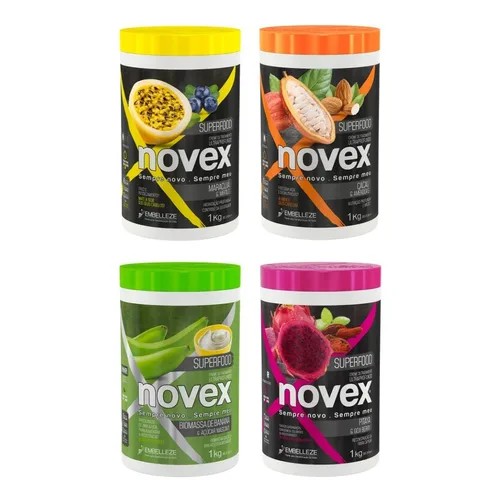 Kit Cronograma Capilar Novex Superfood Cremes de Tratamento Cronograma Capilar 1KG C/04 Unid ...