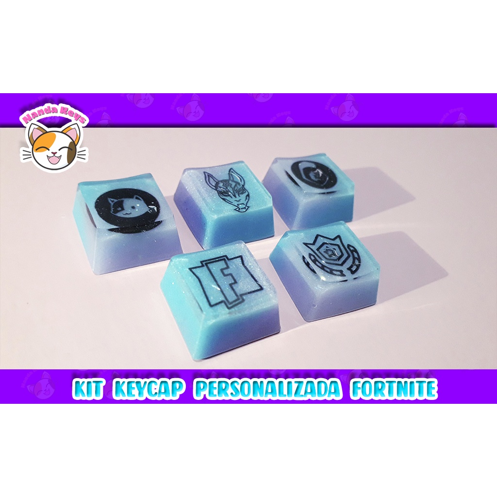 Kit keycaps Fortnite / 5 teclas - Escorrega o Preço