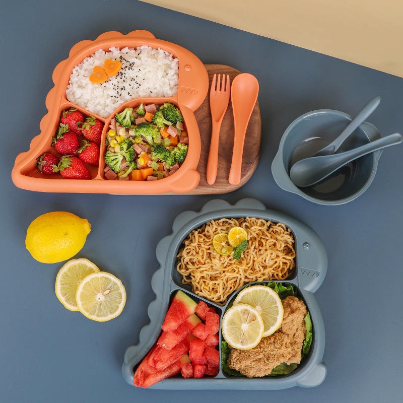 Fofo Desenho Animado Dinossauro Infantil Prato Kit Alimentação Infanti ...