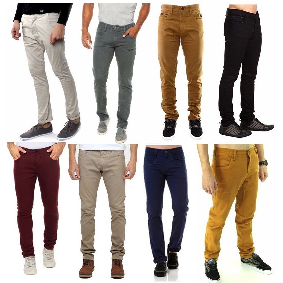 Calças Jeans Sarja Masculina Skinny C Lycra Colorida Shopee Brasil