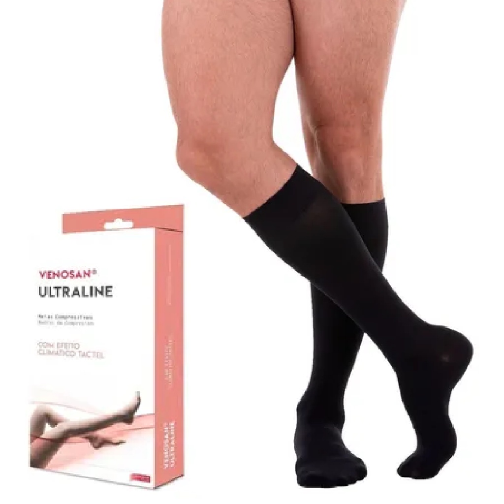 Meia Venosan Ultraline Preta 3/4 Média Compressão 20-30mmhg Unissex ...