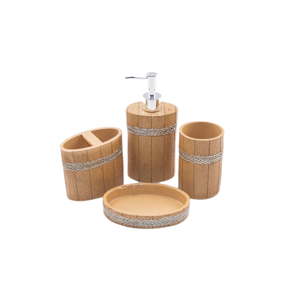 Kit Banheiro Lavabo 4pçs Madeira Super Moderno | Shopee Brasil