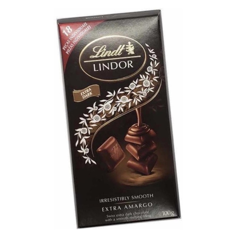 Chocolate Suiço Lindt Extra Dark Amargo Recheado 100 Gramas | Shopee Brasil