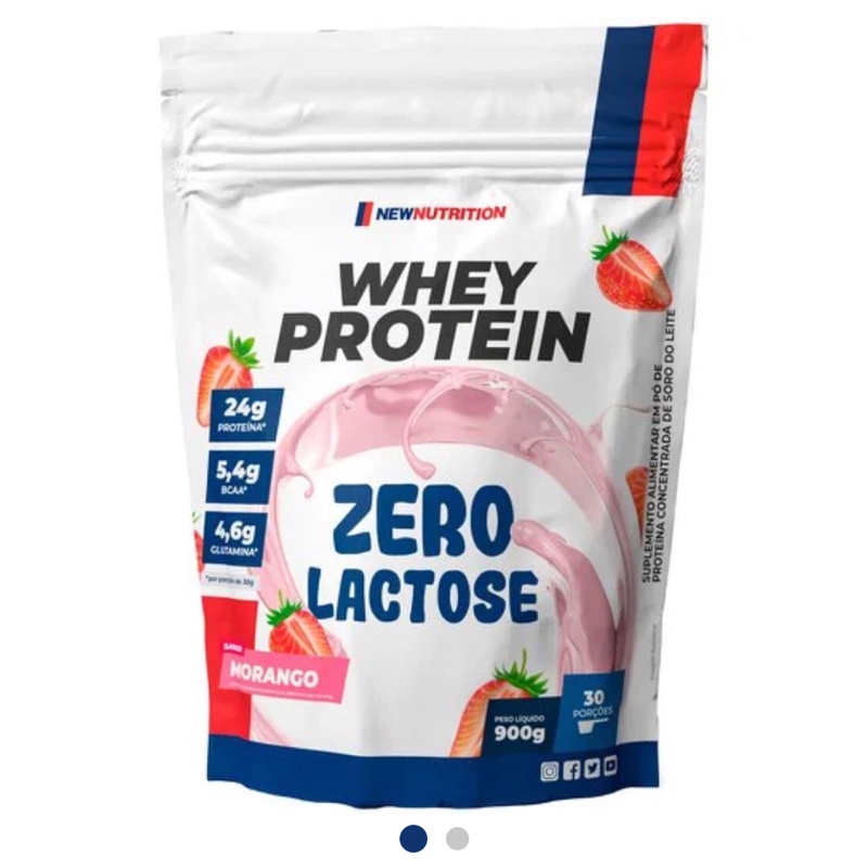 Whey Protein Morango Zero Lactose New Nutrition | Shopee Brasil