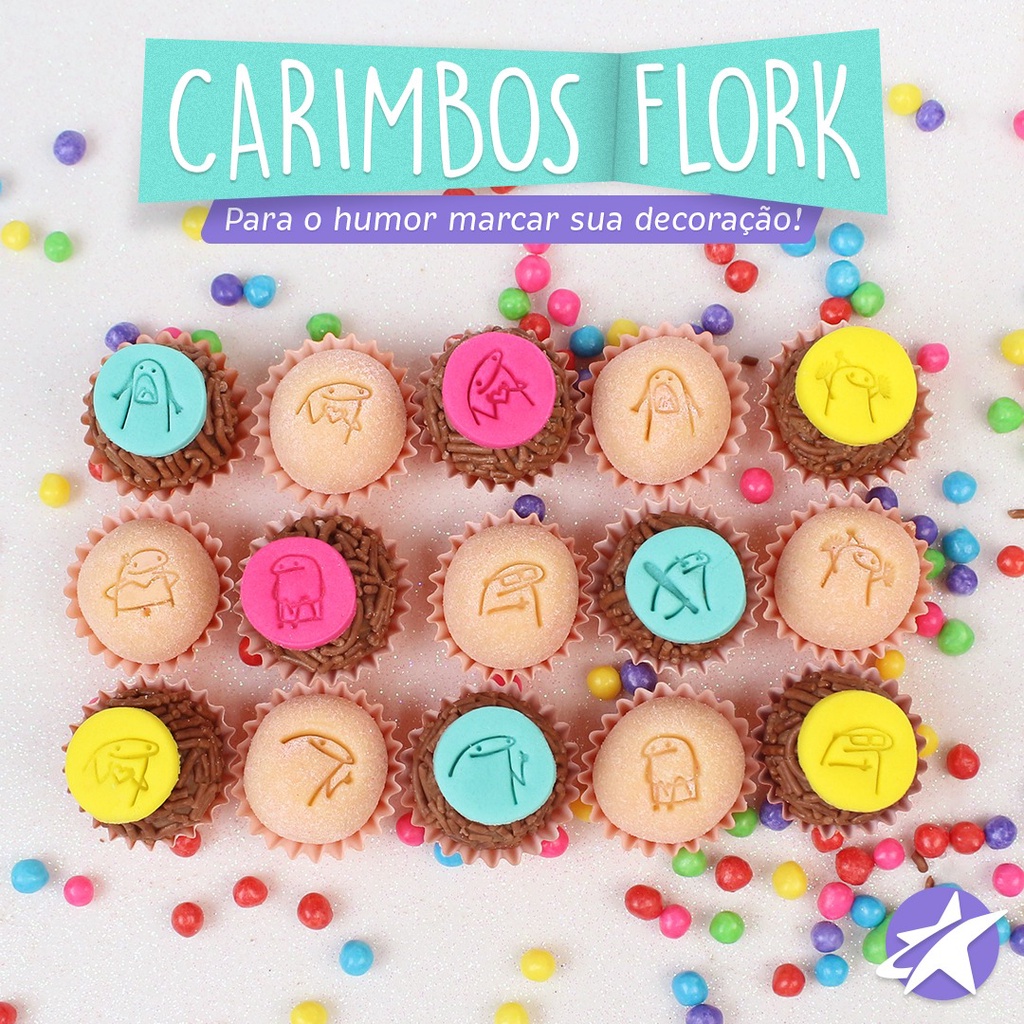 Kit Carimbo Flork Meme Para Brigadeiro E Doces Blue Star | Shopee Brasil