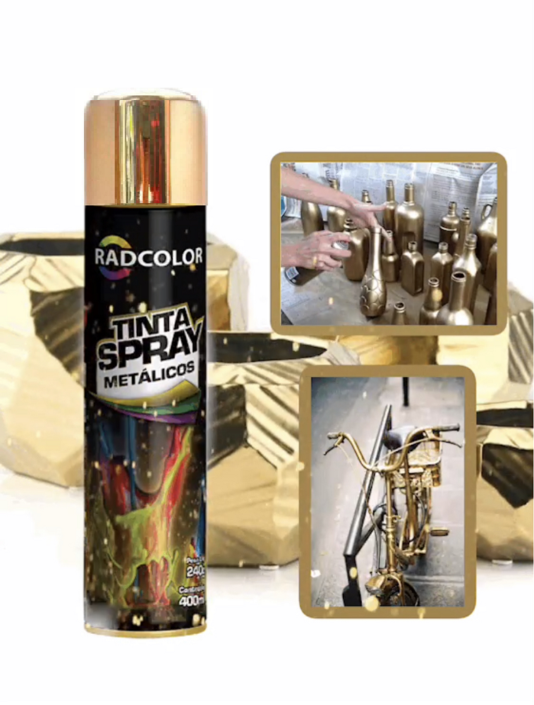 Tinta Spray Dourado Metalica Brilhante Ouro vivo 400ml Radcolor Envio ...