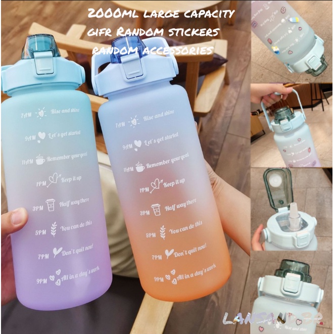 2 Litros/2000 Ml/Garrafa De Água Com Canudo Grande Esporte Portátil Para Academia 2L - Escorrega ...