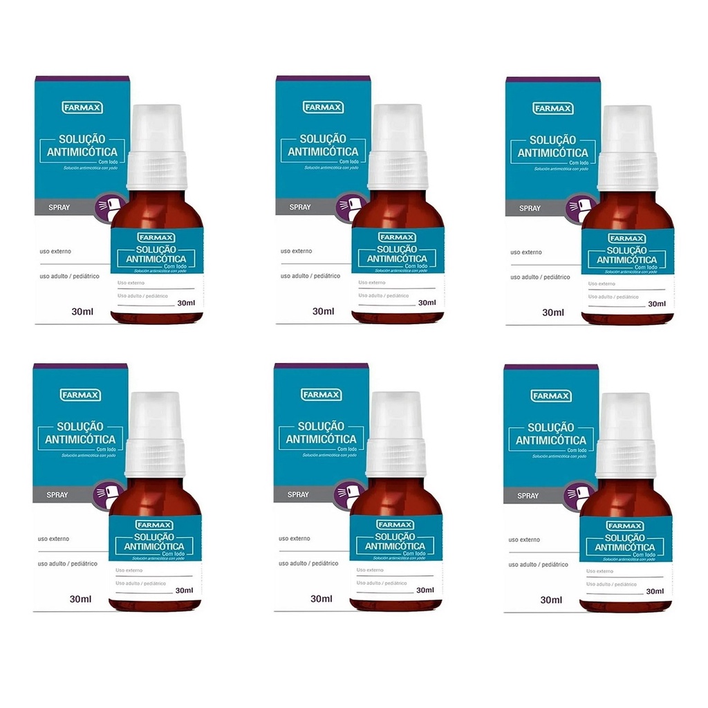 Kit micose Farmax spray 6x30mL para micose unha unheiro pano branco ...