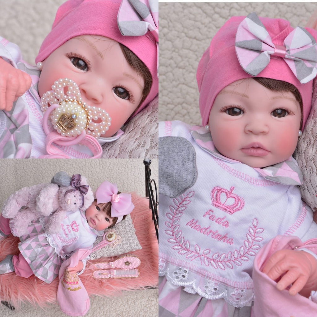 BK Cinza Boneca Bebe Real Reborn Realista Menina Mundo Brinquedos ...