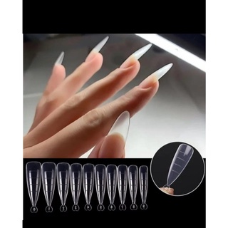 Unha Postiça stiletto 100 unid transparente/natural manicure | Shopee ...