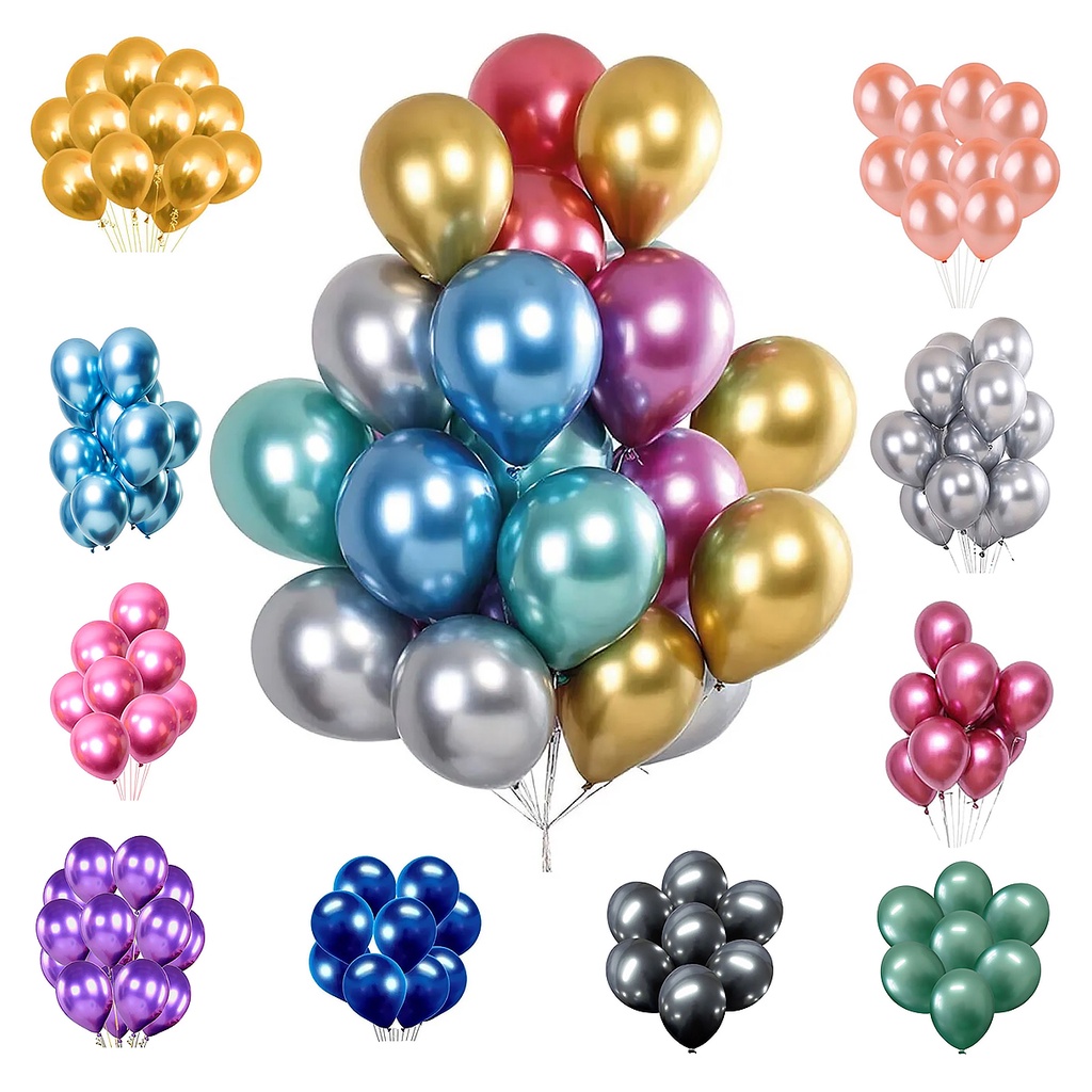 Balão Bexiga Metalizado 200 Unidades - N°5 - Diversas Cores Atacado Aki ...