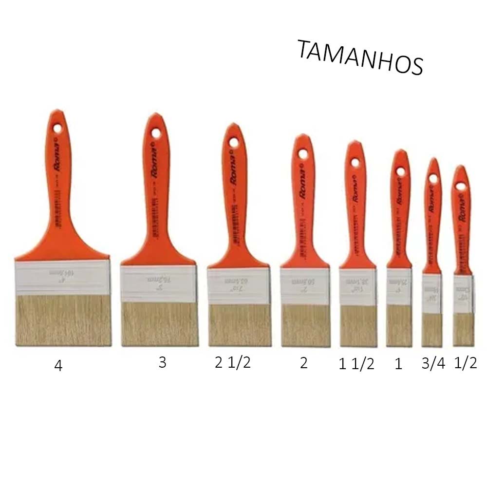 TRINCHA / PINCEL SINTETICA C/ CERDAS BRANCA CABO PVC ROMA 303 Medidas a ...
