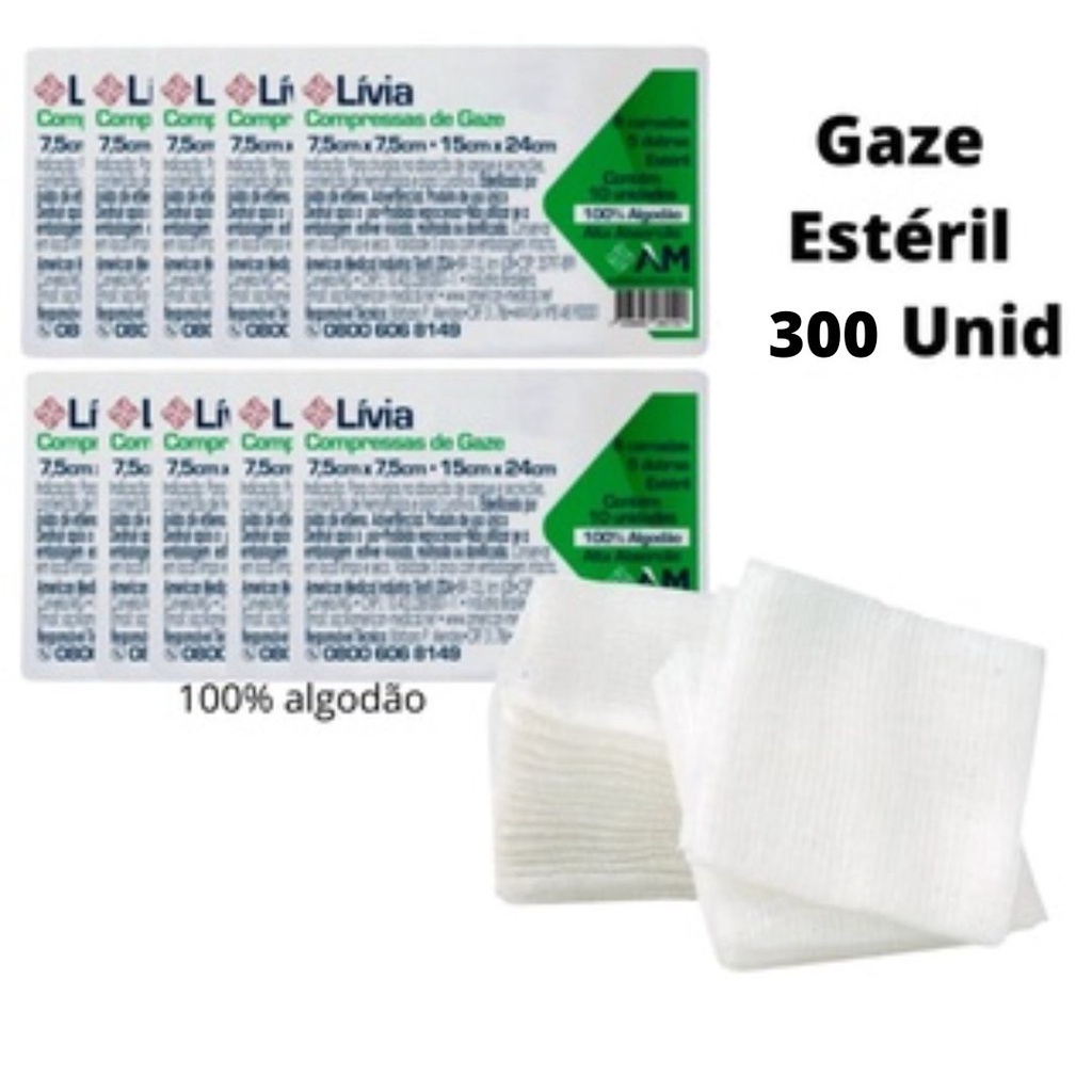 Compressa Gaze Estéril 9 Fios - 300 un/ 30 pct | Shopee Brasil