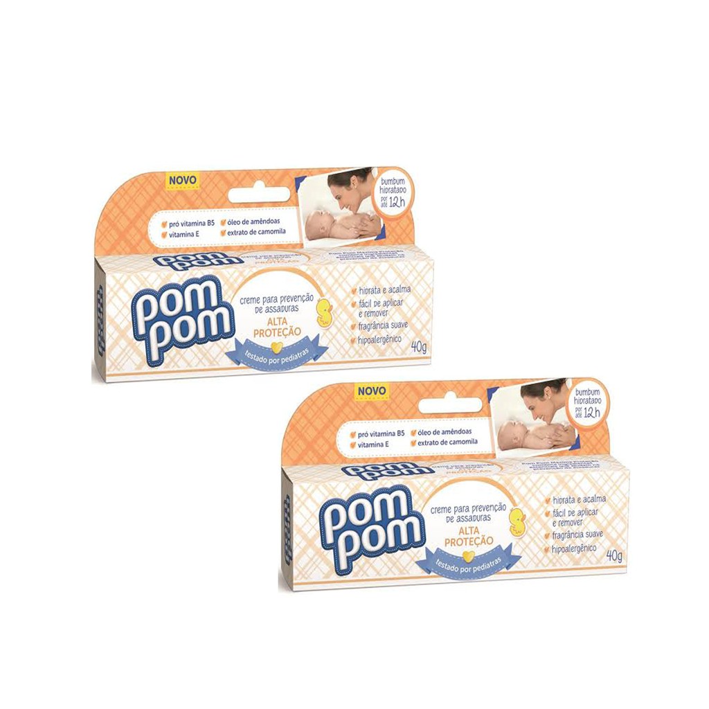 02 Tubos Pomada Infantil Creme Anti Assaduras Pompom Pom Pom | Shopee ...