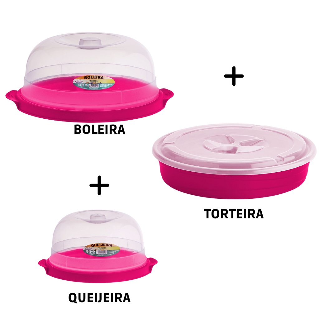 Kit Boleira + Torteira + Queijeira Coloridas Plastico | Shopee Brasil