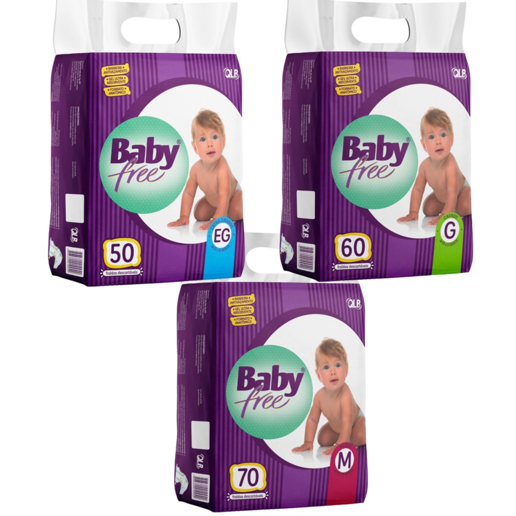 Fralda Descartável Baby Free com Fitas Adesivas Reposicionáveis ...