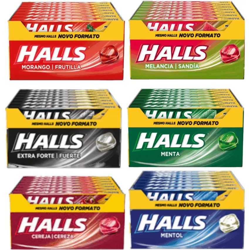 Bala Halls Caixa Com 21 Unidades x 28g - todos os sabores | Shopee Brasil