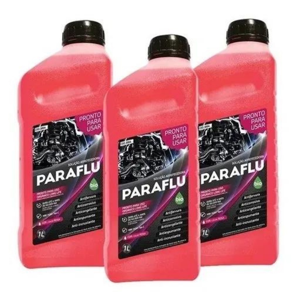 KIt 3 Litros Aditivos Radiador Rosa Pronto Para Uso Paraflu | Shopee Brasil