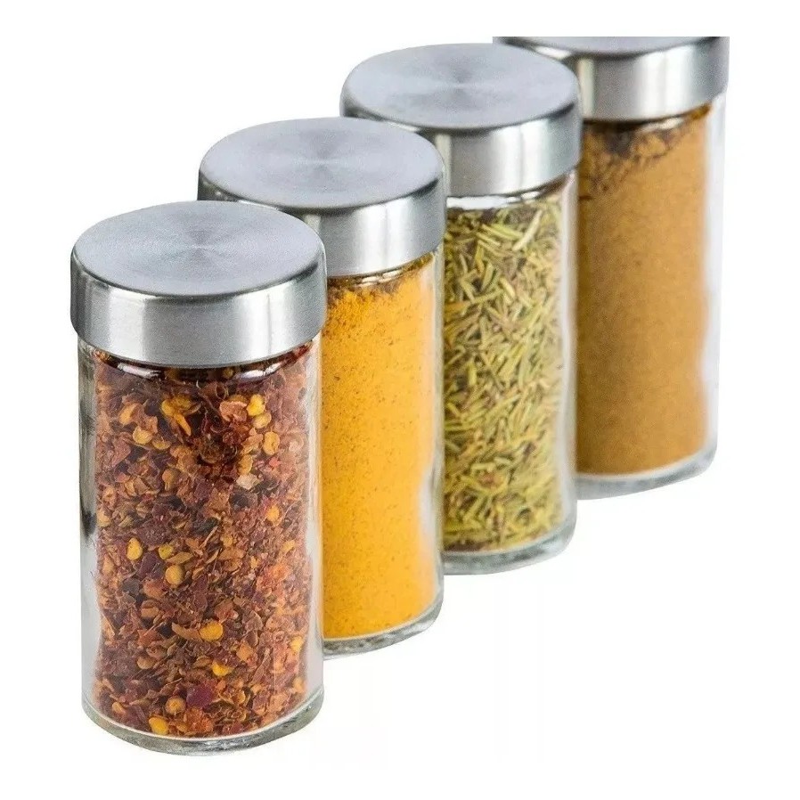 Pote De Vidro Para Tempero Com Tampa Inox 6 Unidade | Shopee Brasil