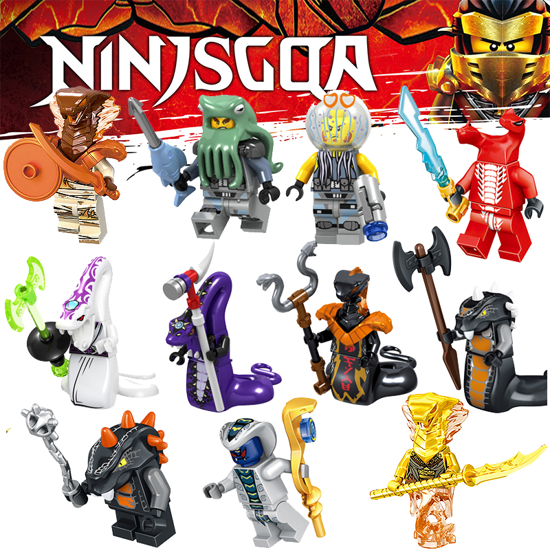 11 Pçs / Set Lego Ninjago Cobra Minifigures Skales Ácidoicus Pythor ...