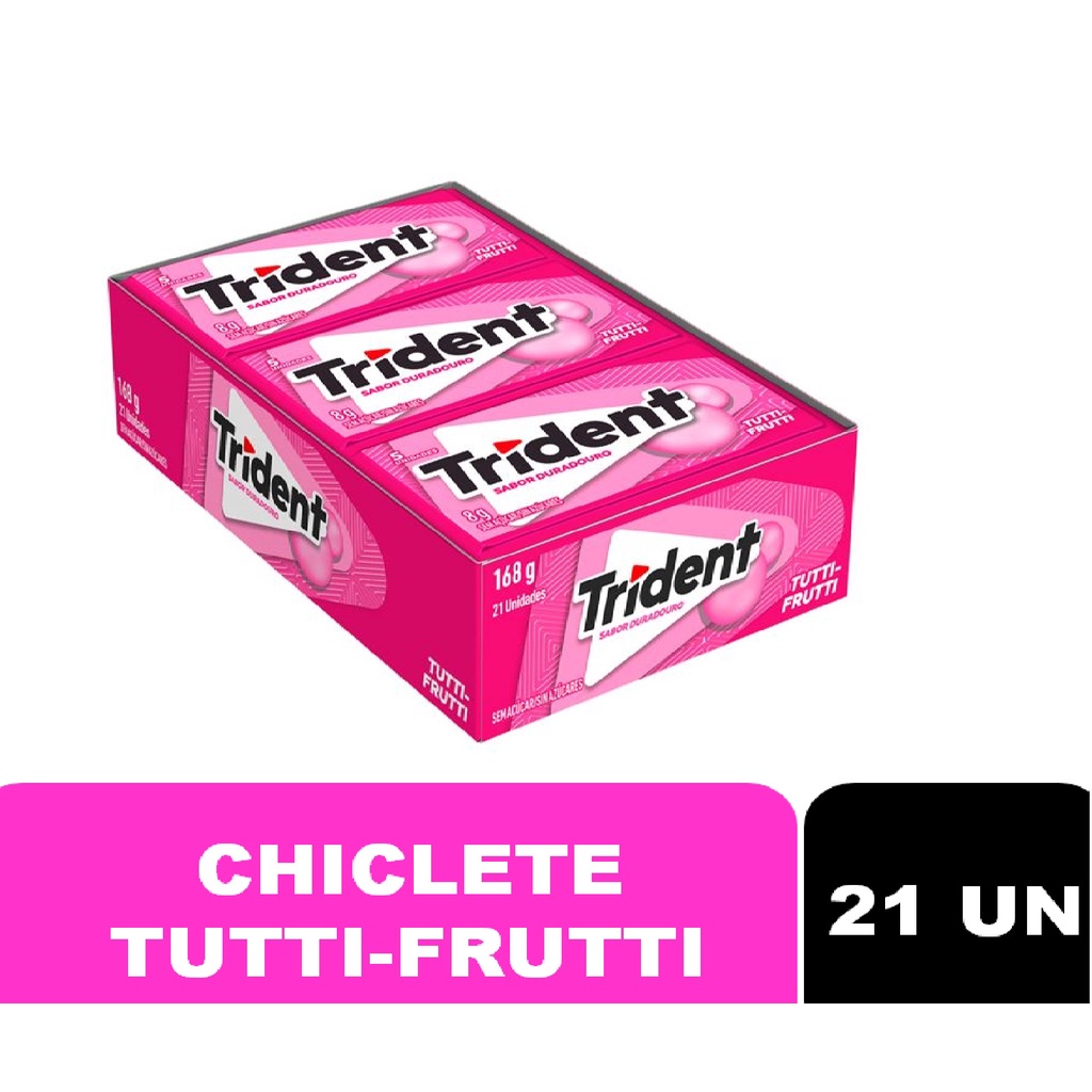 Display 168g (c/ 21un) Chiclete de Tutti-Frutti Trident 5un de 8g ...