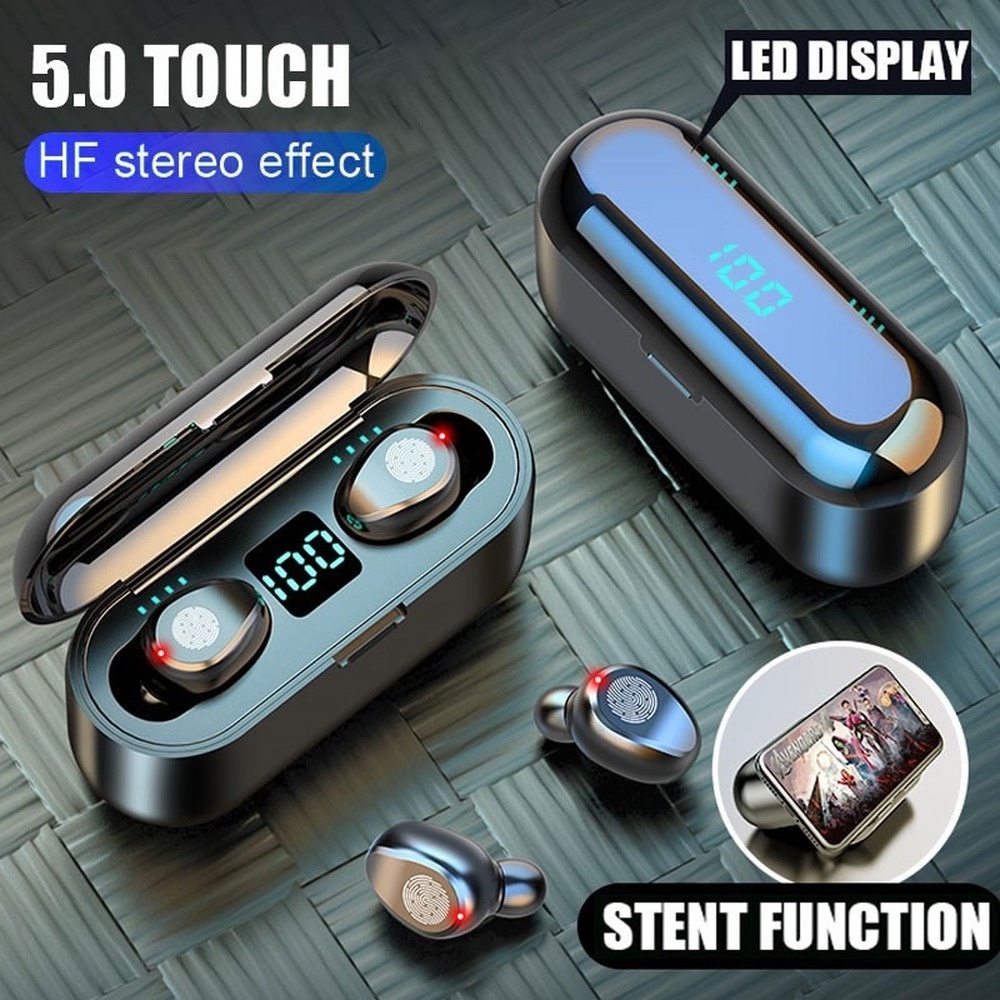 F9 TWS Fone De Ouvido Sem Fio Bluetooth Display LED Com 2000mAh Power Bank Headset Microfone ...