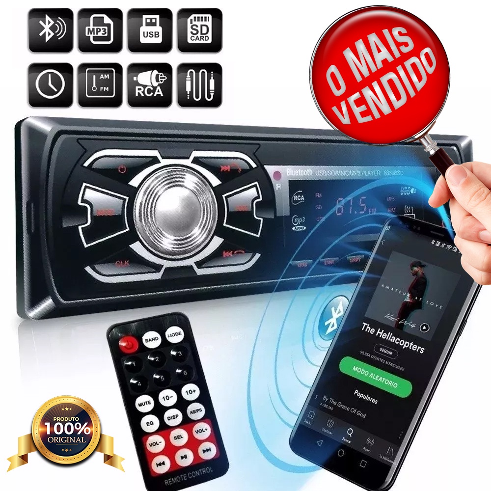 Som Automotivo Para Carro First Option 6630BCN com USB, bluetooth e leitor de cartão SD ...