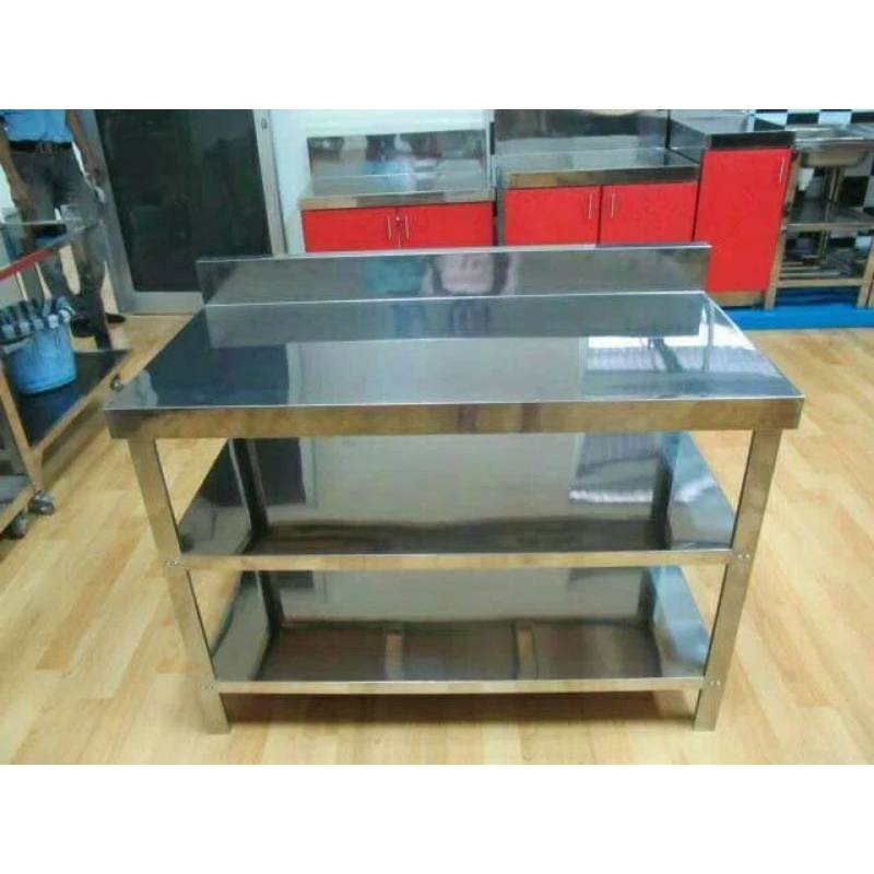 Mesa De Inox 3 Prateleiras Enviar Meman | Shopee Brasil