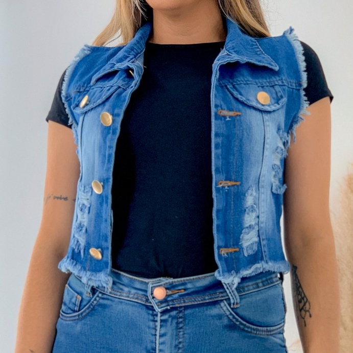 Colete Jeans Feminino | Shopee Brasil