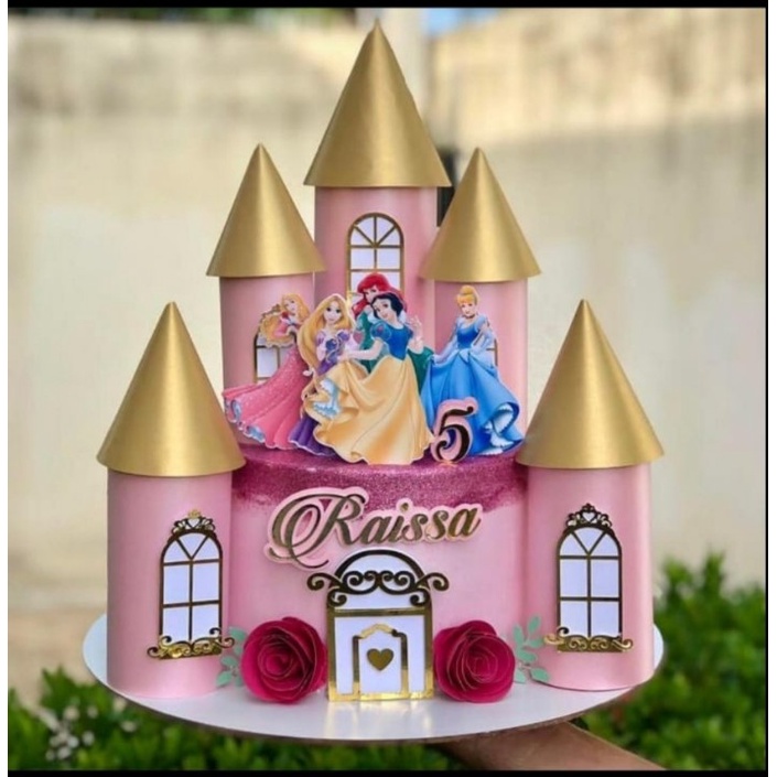 Topo De Bolo Castelo Princesas Da Disney Luxo Supremo | Shopee Brasil