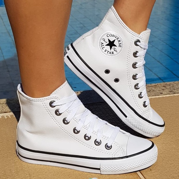 Bota All Star Tenis Cano Alto Convers Preto C/ Listra Preta Masculino e ...