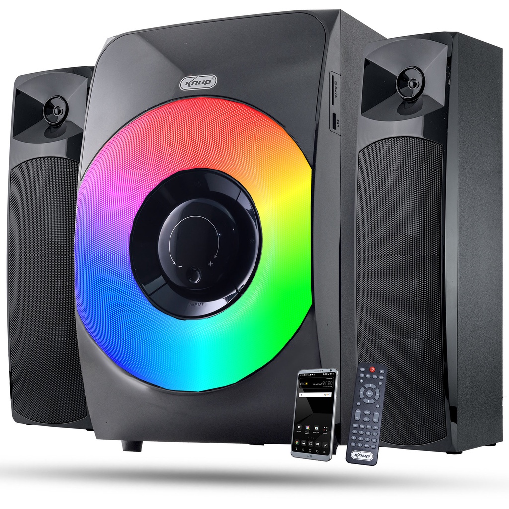 Caixa De Som Alto Falante Sub Amplificada LED RGB Bass Bluetooth USB P2 ...