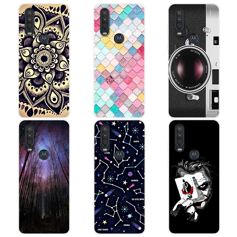 Capa Flexível De Silicone / Tpu Com Desenho Para Motorola One Action ...