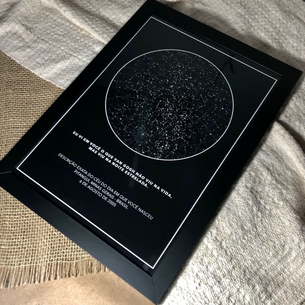 Quadro Mapa das Estrelas Céu Estrelado - Personalize com música ...