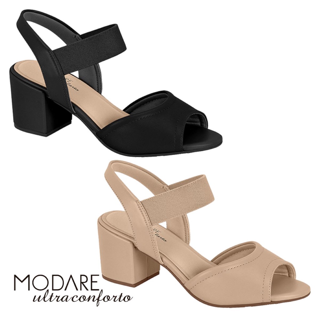 SANDALIA FEMININA MODARE ULTRACONFORTO SALTO GROSSO AJUSTE POR ELÁSTICO ...
