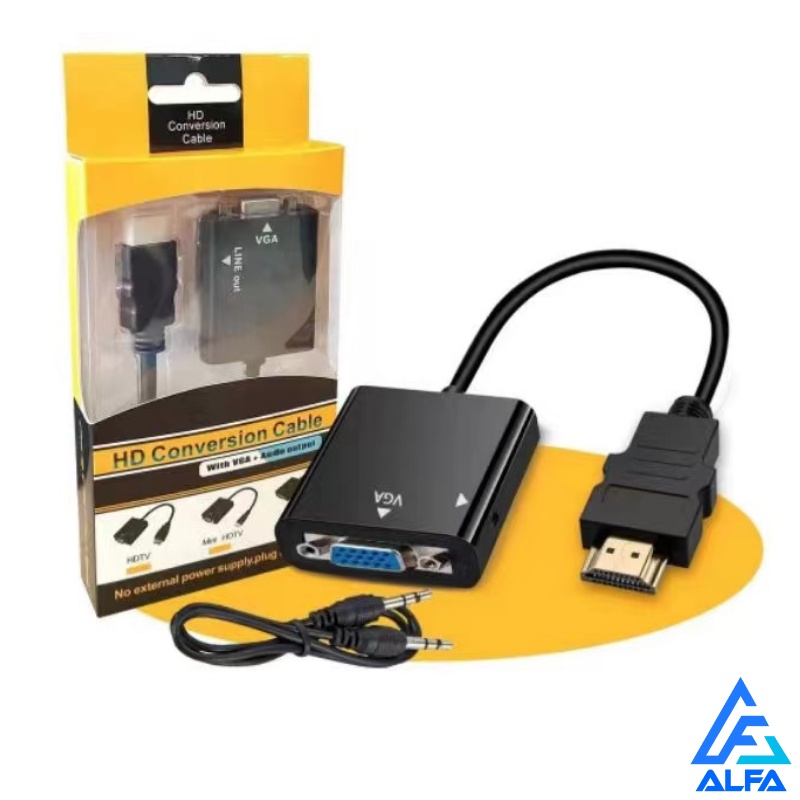 Cabo Adaptador Conversor Hdmi Para Vga Com Saída P2 Áudio Hdmi-vga P/tv ...