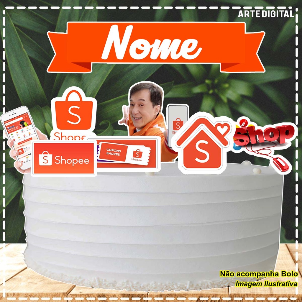 Topo De Bolo - Shope.e - Pronto No Palito Personalizado | Shopee Brasil