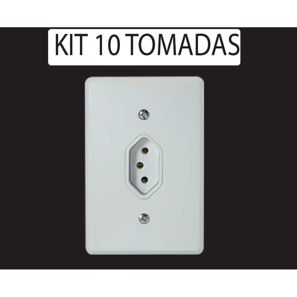 10 Tomadas kit 10A 20A SIMPLES BRANCA TOC COMPLETA COM PLACA E PARAFUSO ...