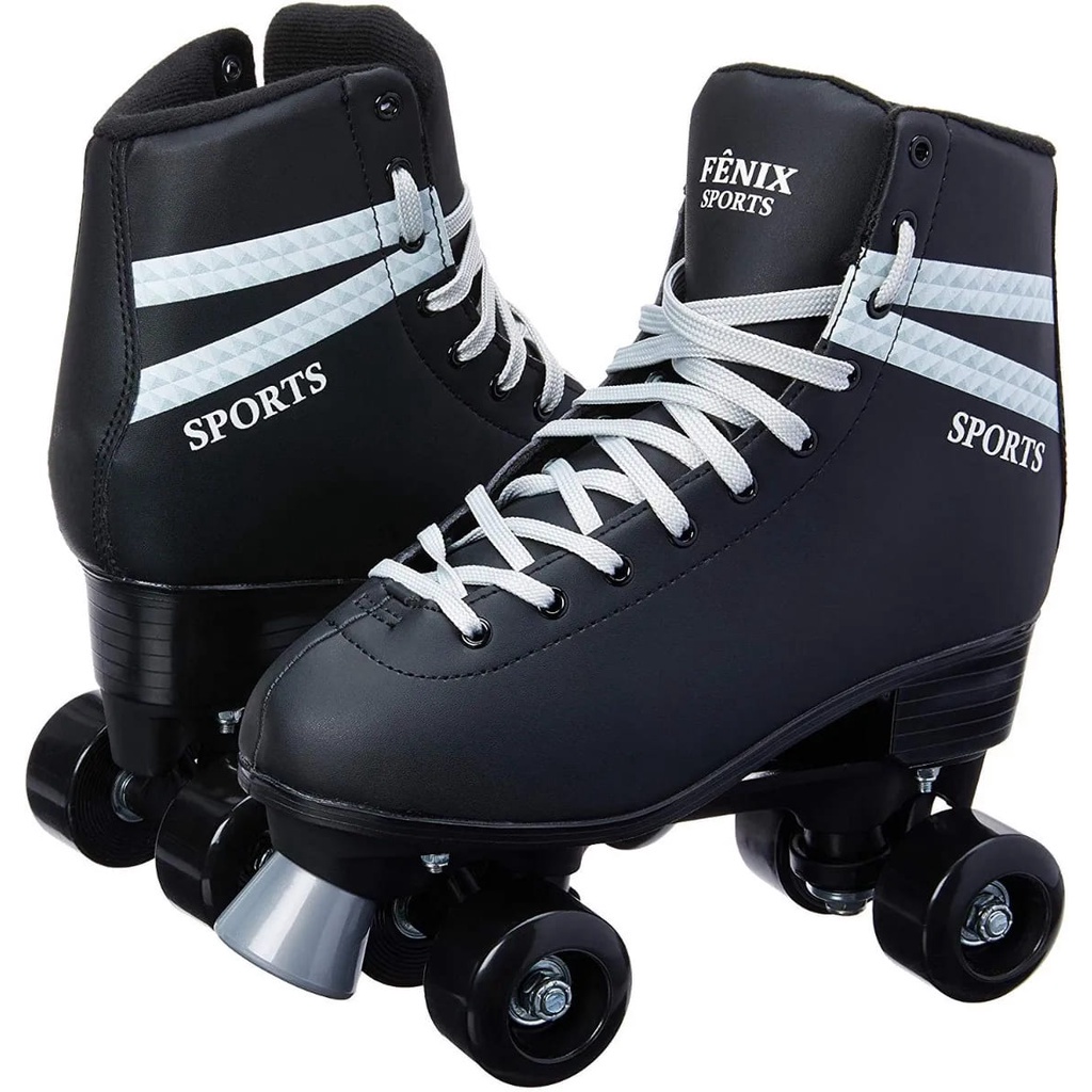 Patins 4 Rodas Retro Classico Preto Menino Roller Skate Brinquedos ...