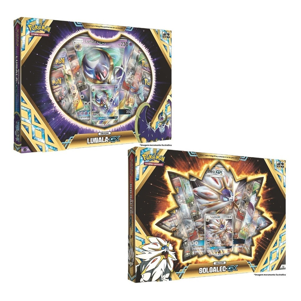 Pokémon Box Coleção Solgaleo Gx E Lunala Gx Carta Gigante | Shopee Brasil