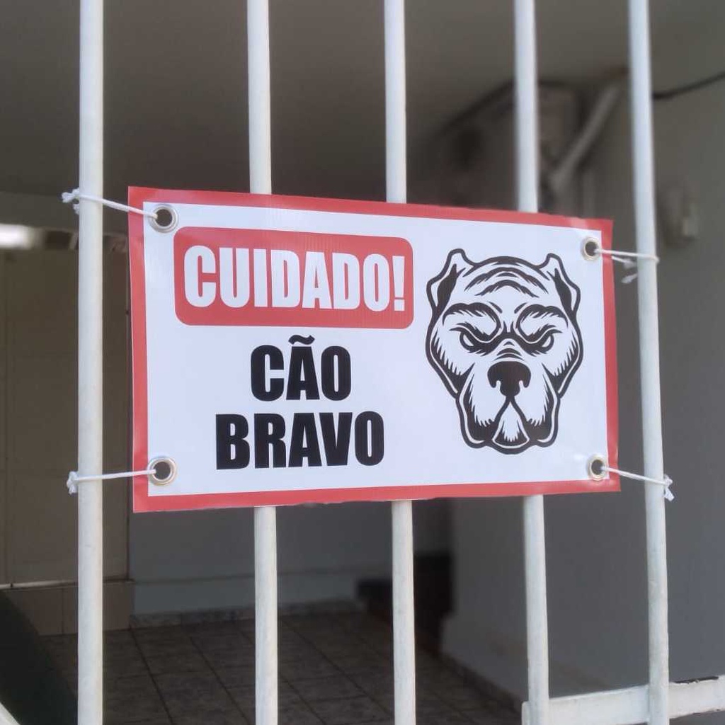 Cuidado Cao Bravo Aviso Cuidado Cao Bravo Faixa 35x20cm | Shopee Brasil