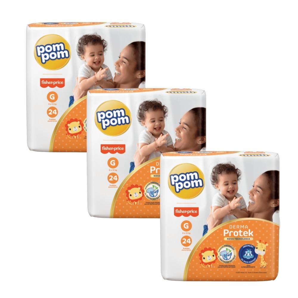 Kit 3 Pacotes de Fraldas Pom Pom | Shopee Brasil