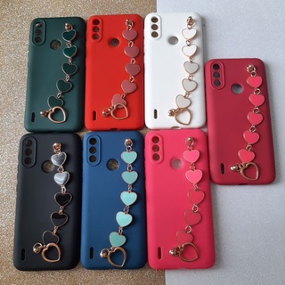 Moto E7 Power Capinha Capa Case de Silicone Aveludada com Corrente Para Celular Motorola ...