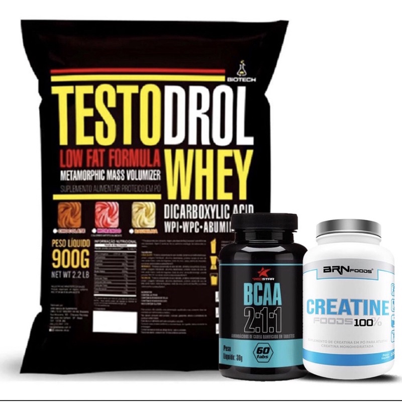 Kit mega massa Whey Creatina e Bcaa | Shopee Brasil