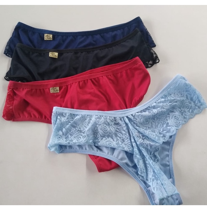 Kit Com 10 Calcinhas Fio Plus Size Com Renda | Shopee Brasil